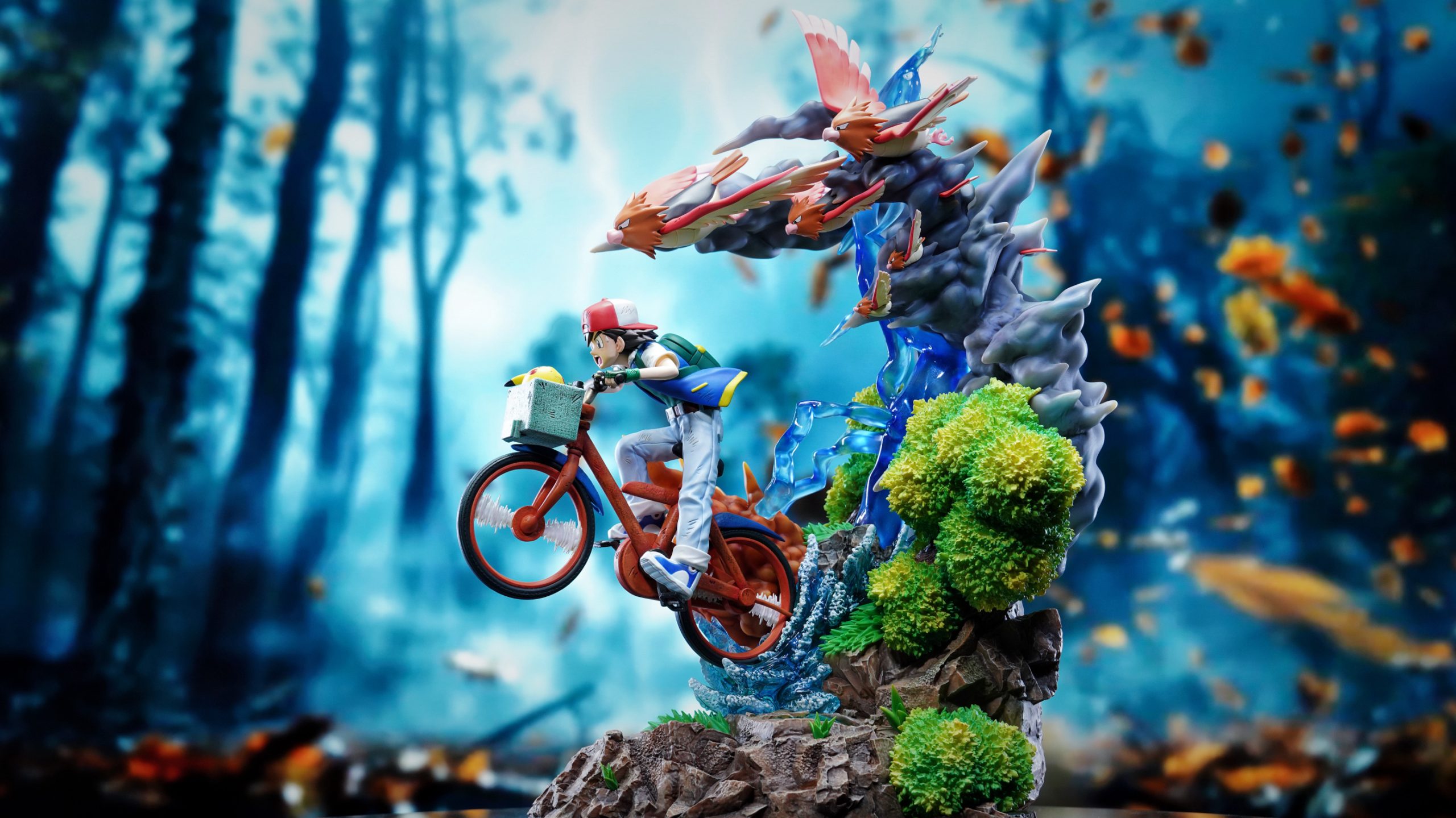 Riding Bike Ash Ketchum with LED – Pokemon Resin Statue – A.M ...