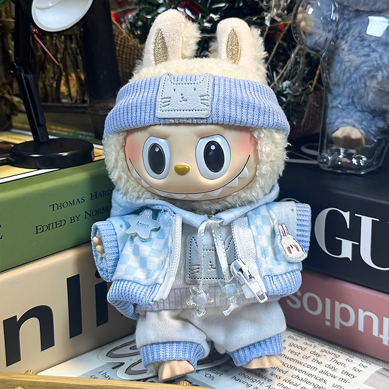 Labubu Light Blue Street Plaid Outfit Set ?C Fits Gen 1 & 2 - GKHUBS